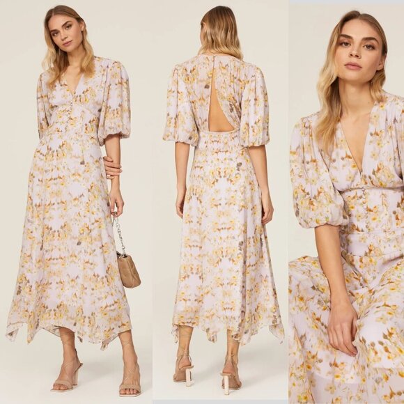 All Saints | Dresses | Allsaints Aspen Light Purple With Gold Floral ...